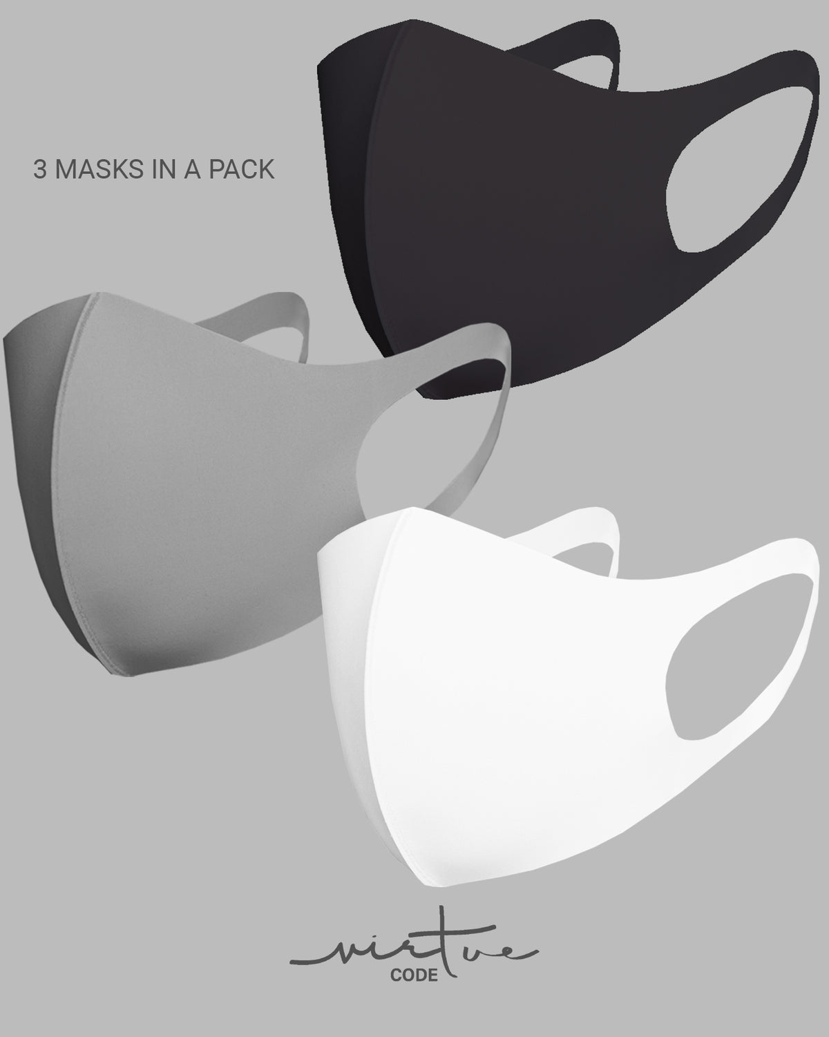 Grayscale Mask - Fabric Face Masks | VIRTUE CODE